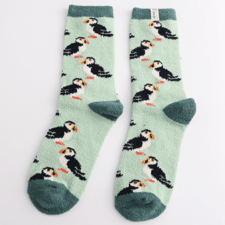 Buy Miss Sparrow Fluffy Puffins Winter Socks Mint only £7.99