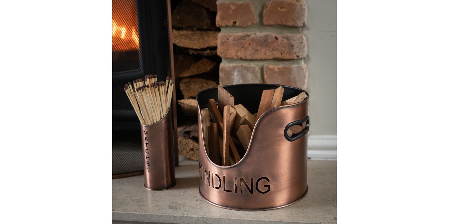 Buy Copper Finish Logs And Kindling Buckets & Matchstick Holder only £74.99